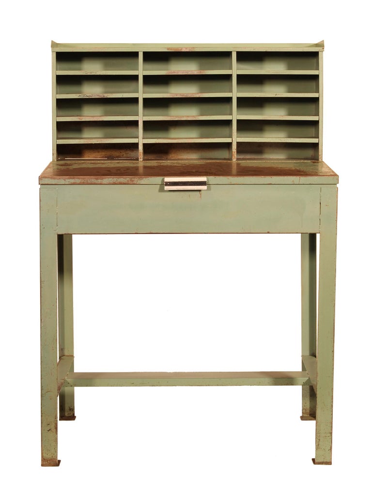 Vintage Industrial Authentic Steel Foreman's Work Desk at 1stDibs