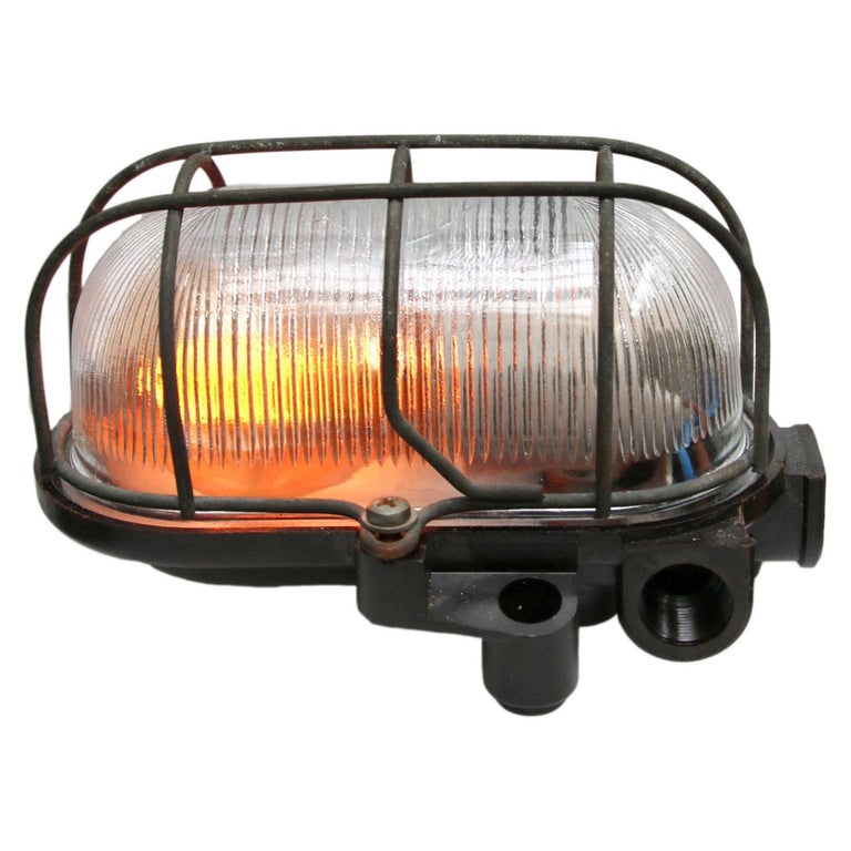 Vintage Industrial Bakelite Holophane Glass Wall Scone Light at 1stDibs ...