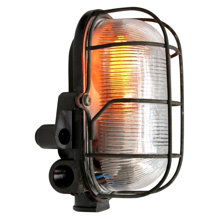 Vintage Industrial Bakelite Holophane Glass Wall Scone Light at 1stDibs ...