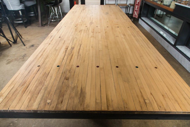 Vintage Industrial Base Bowling Alley Table For Sale at 1stDibs