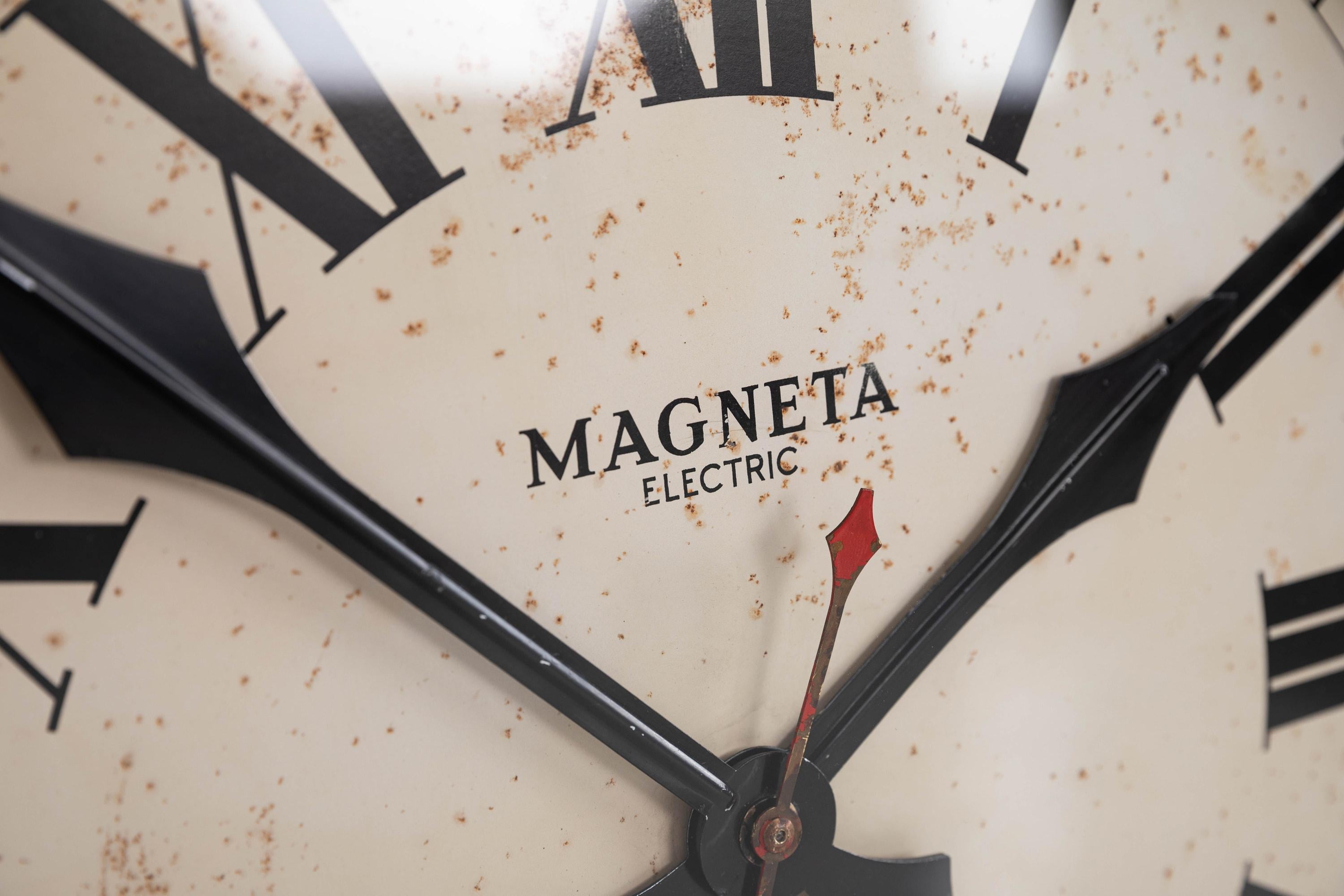 Vintage Industrial Brass Metal Magneta Factory Railway Wall Clock, c ...