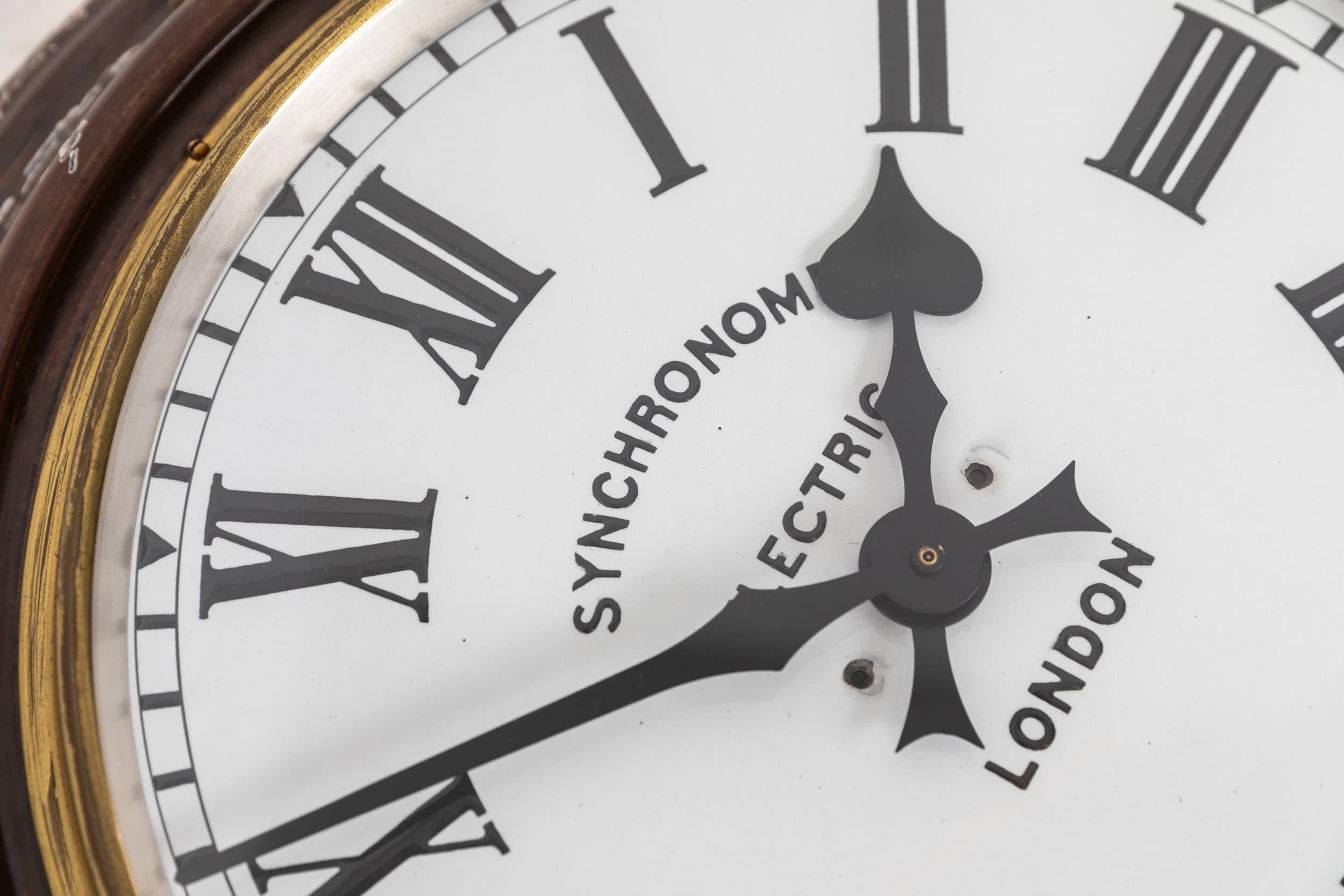 Vintage Industrial Brown Enamel Synchronome Factory Wall Clock, c.1930 ...