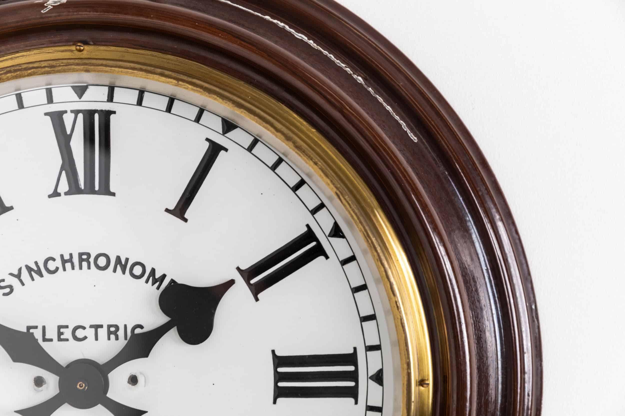 Vintage Industrial Brown Enamel Synchronome Factory Wall Clock, c.1930 ...