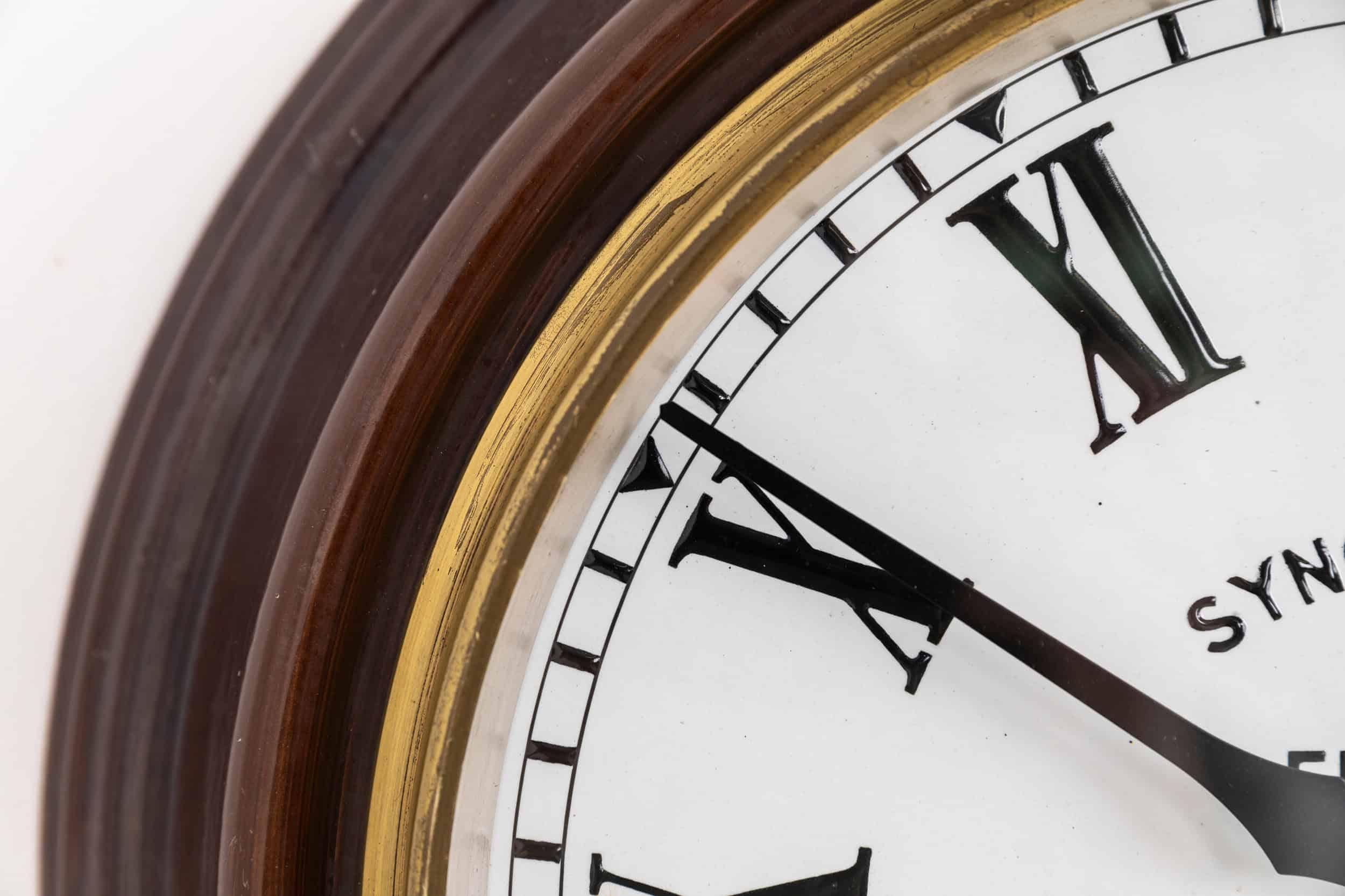 Vintage Industrial Brown Enamel Synchronome Factory Wall Clock, c.1930 ...