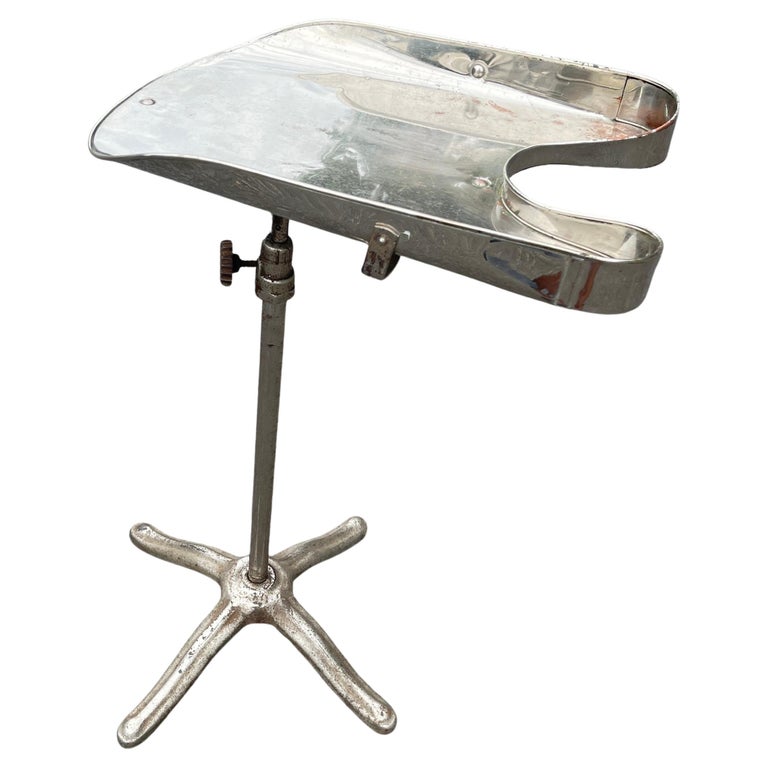 Vintage Industrial Chrome Hair Salon Stand Side Table For Sale at 1stDibs