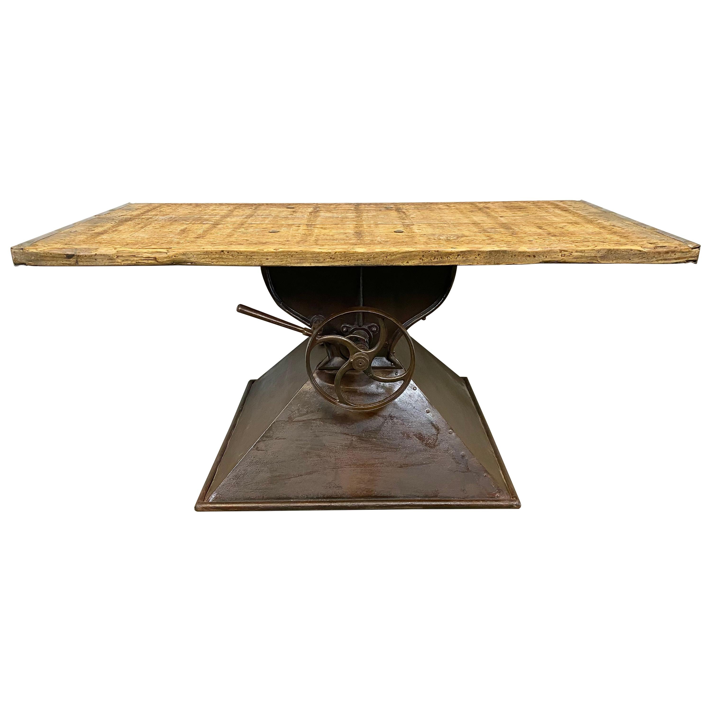 Vintage Industrial Workbench Rustic Farm Coffee Table For Sale at 1stDibs