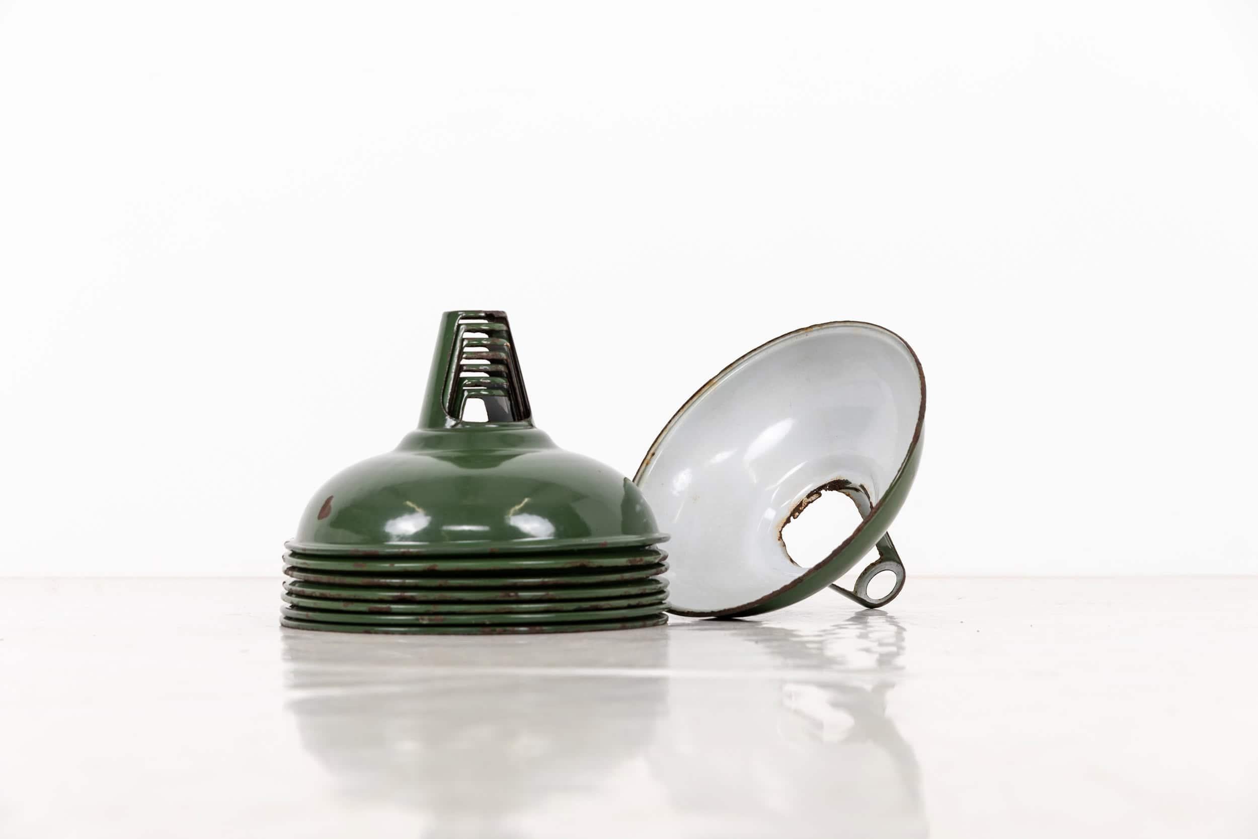 Vintage Industrial Coolicon Green Enamel Factory Pendant Light, C.1930 ...