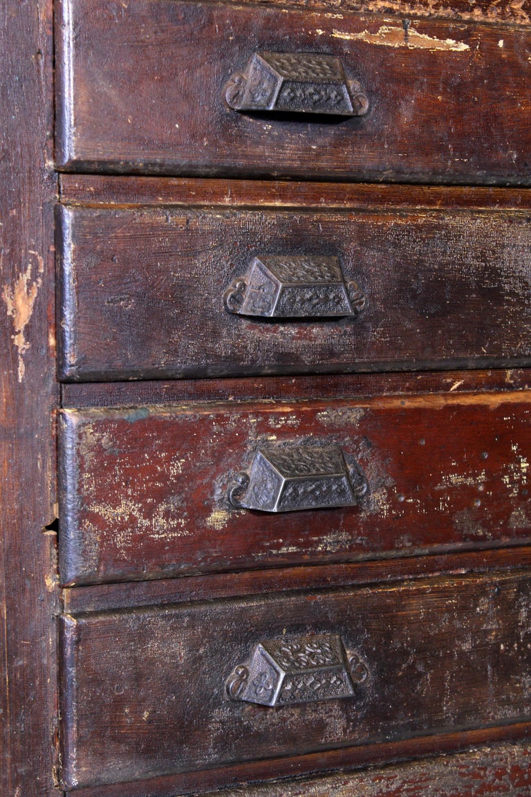 Vintage Industrial Distressed Wooden Flat File Factory Storage Cabinet ...