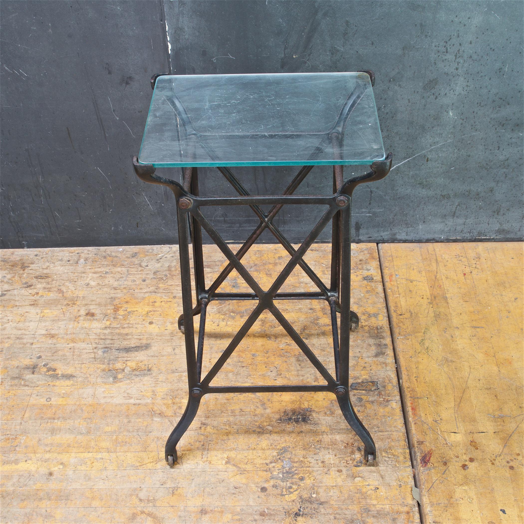 Vintage Industrial Eiffel Era Cast Iron Machine Base as Table with Glass at 1stDibs | hoyt metal ...