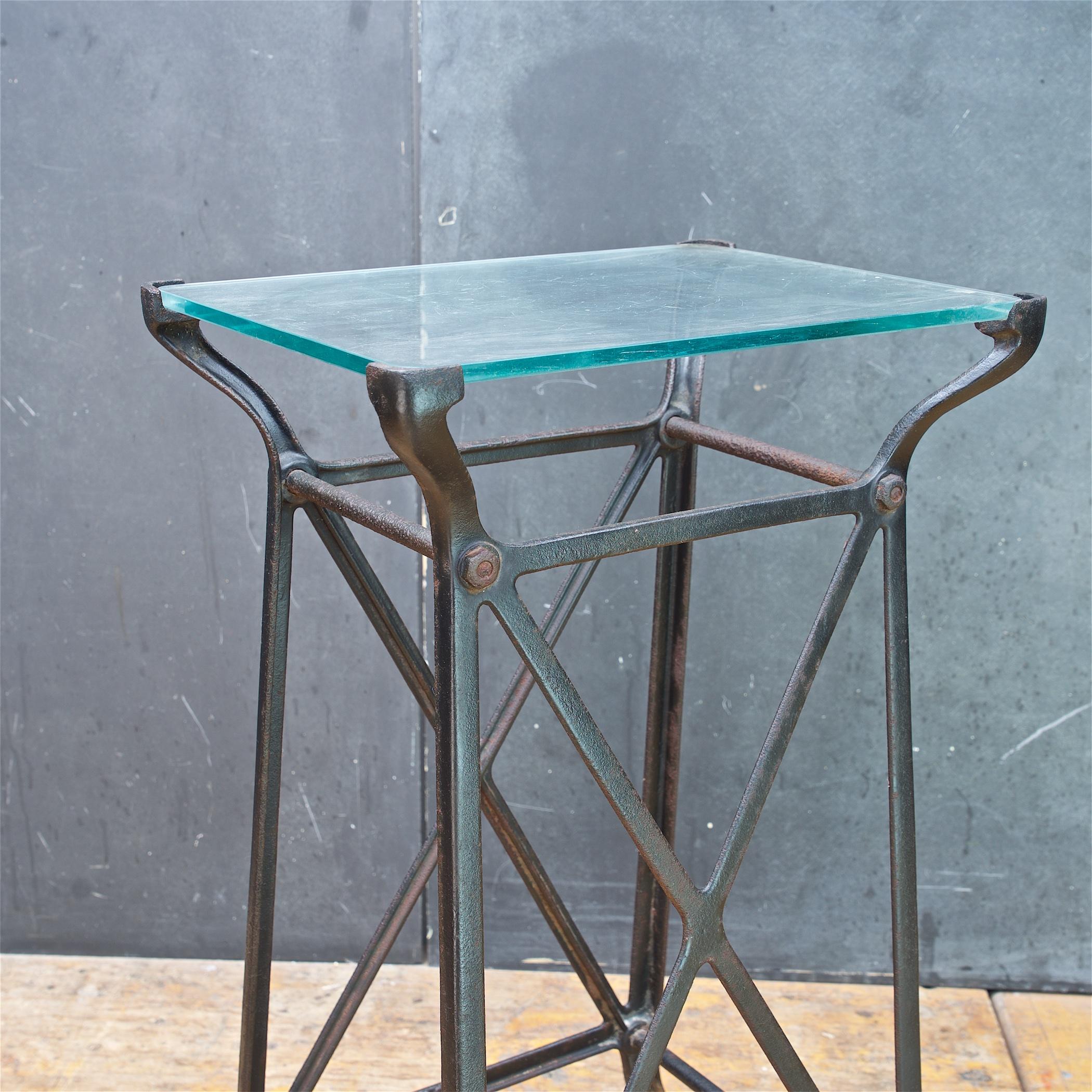 Vintage Industrial Eiffel Era Cast Iron Machine Base as Table with Glass at 1stDibs | hoyt metal ...