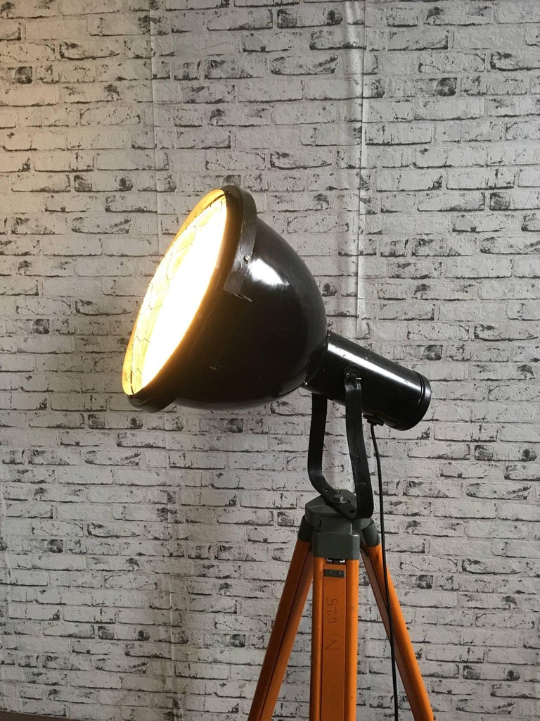 Vintage Industrial Enameled Tripod Reflector Lamp, 1950s For Sale at ...