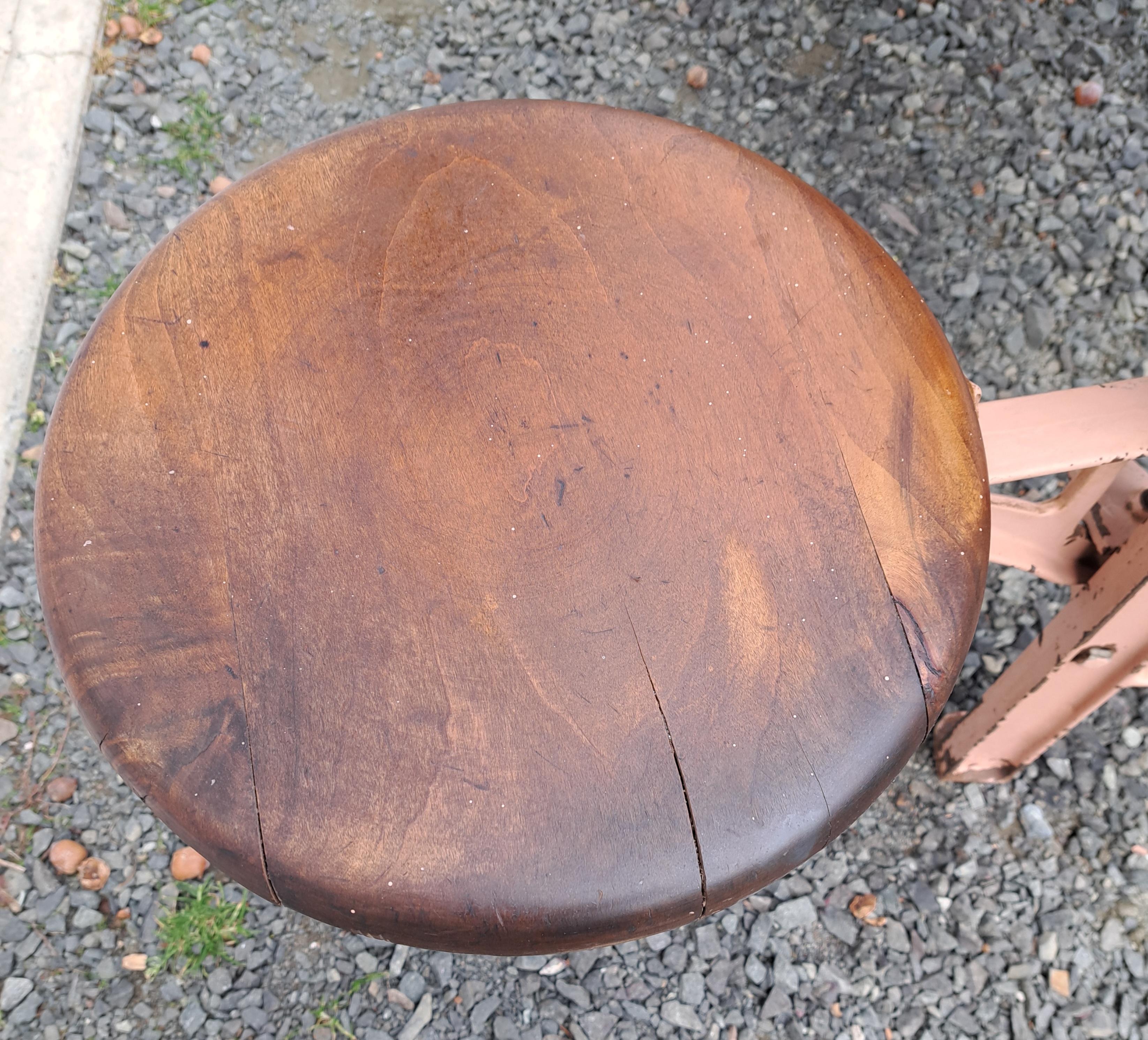 Vintage Industrial Factory Cafeteria Dining Set with Swing Out Seats ...