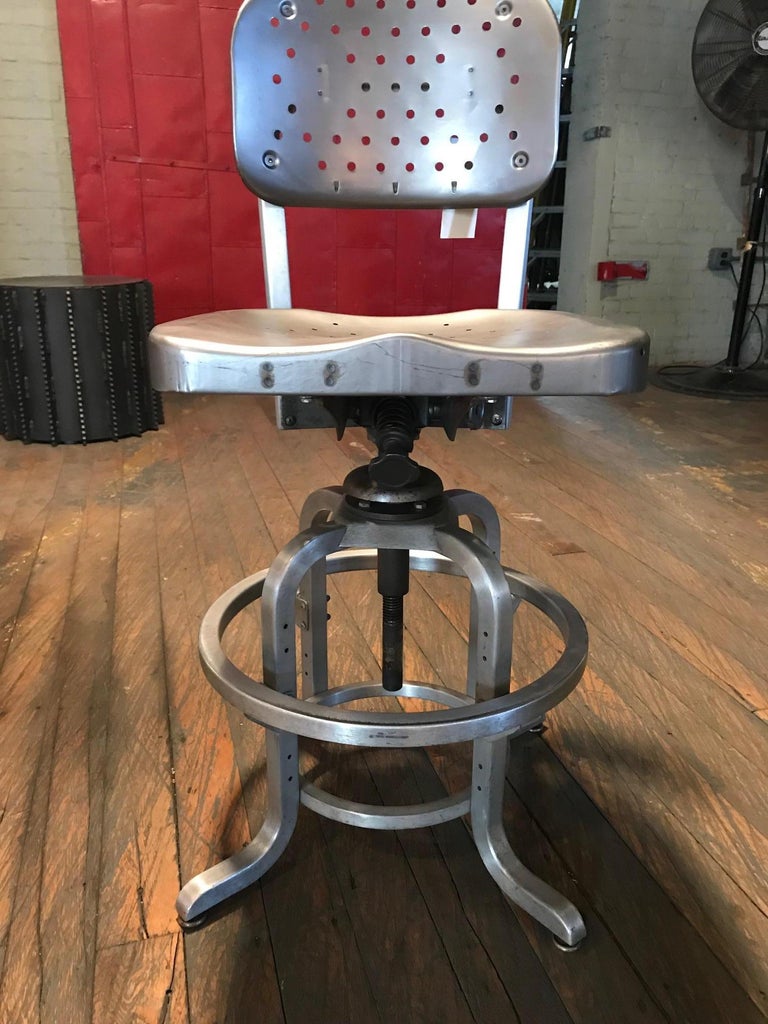 Vintage Industrial GoodForm Adjustable Drafting Stool with Large ...