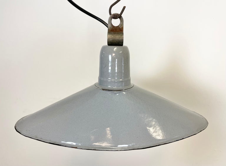 Vintage Industrial Grey Enamel Light, 1930s For Sale at 1stDibs