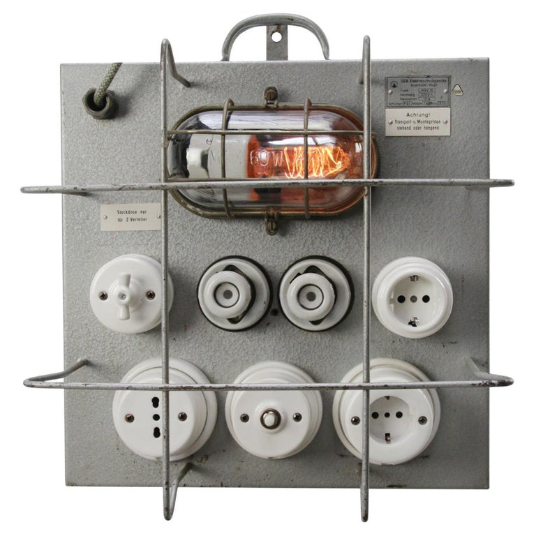 Vintage industrial grey metal control panel For Sale at 1stDibs