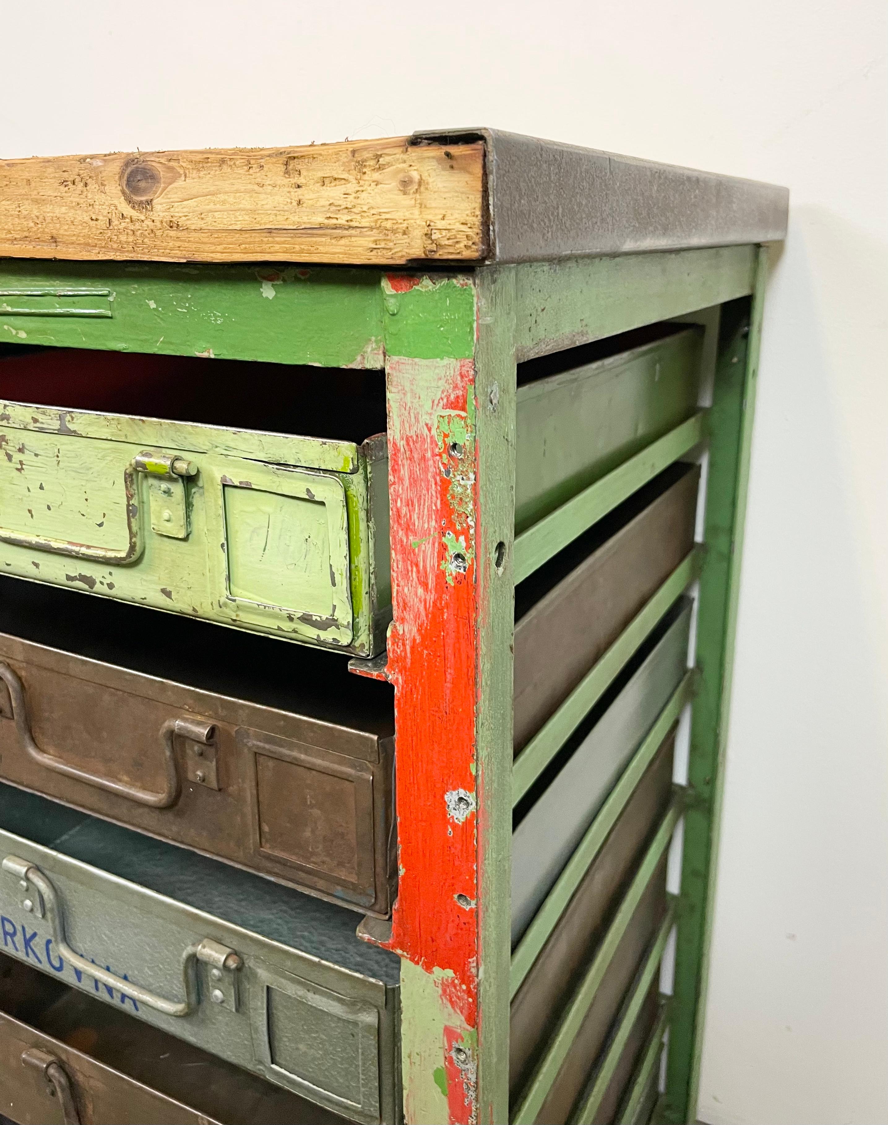 Vintage Industrial Iron Chest of Drawers, 1950s at 1stDibs