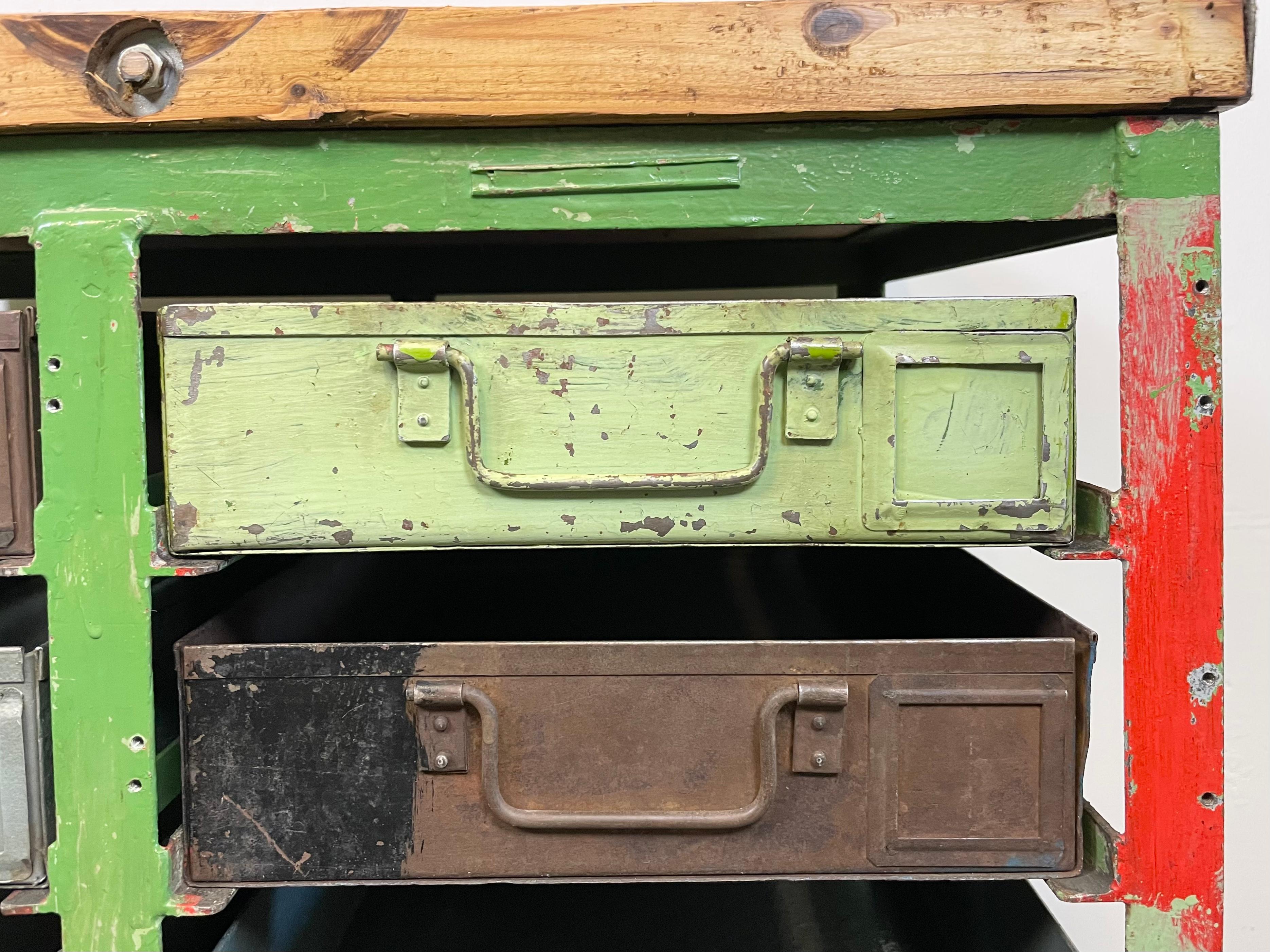 Vintage Industrial Iron Chest of Drawers, 1950s at 1stDibs