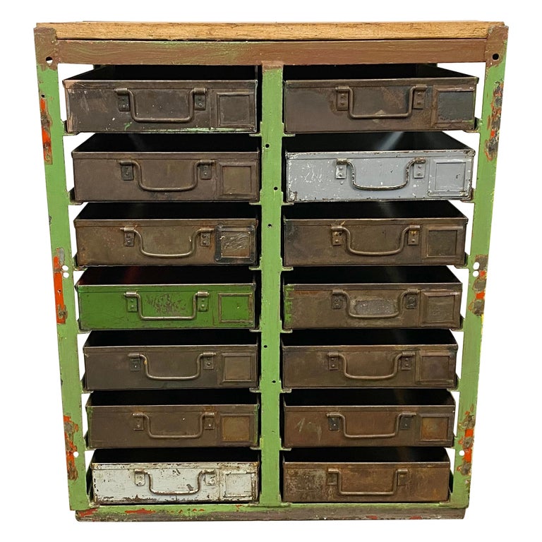 Vintage Industrial Iron Chest of Drawers, 1950s at 1stDibs
