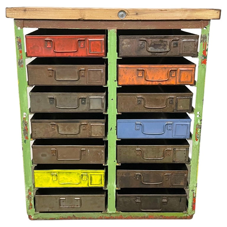 Vintage Industrial Iron Chest of Drawers, 1950s at 1stDibs