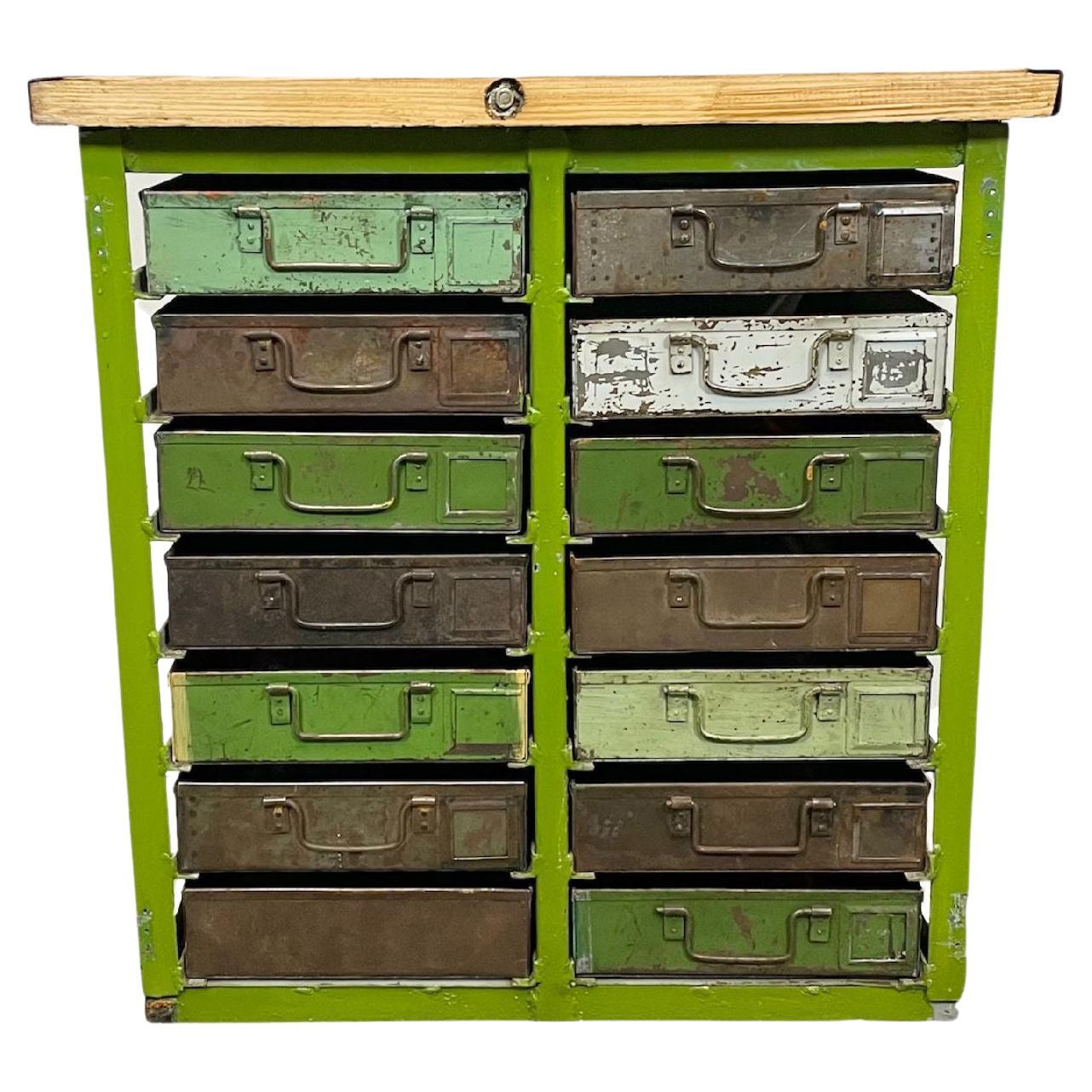 Vintage Industrial Iron Chest of Drawers, 1950s at 1stDibs