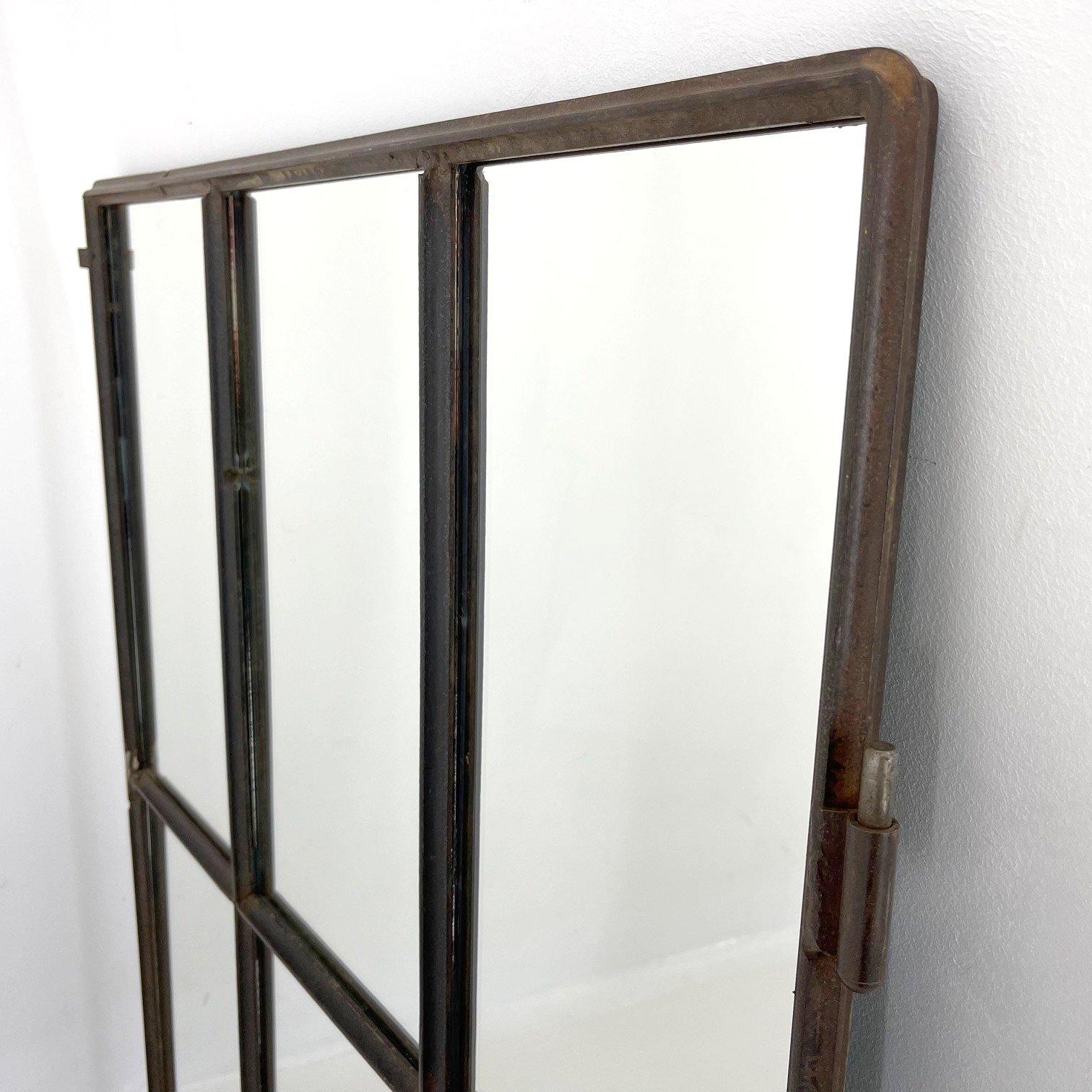 Vintage Industrial Iron Window Converted to a Mirror For Sale at 1stDibs