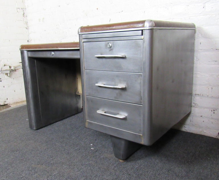 Vintage Industrial Metal Desk For Sale at 1stDibs
