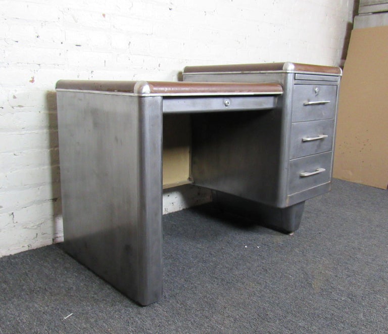 Vintage Industrial Metal Desk For Sale at 1stDibs