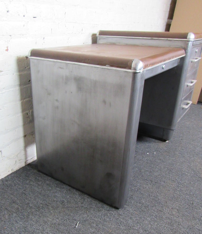 Vintage Industrial Metal Desk For Sale at 1stDibs
