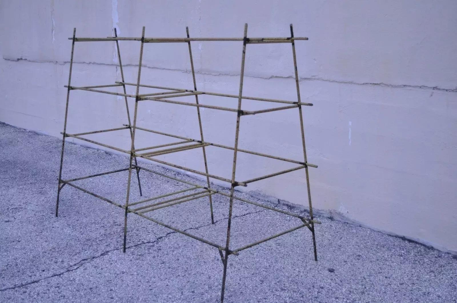 Vintage Industrial Modern Iron Rebar Rusty Yellow Shelf Display ...