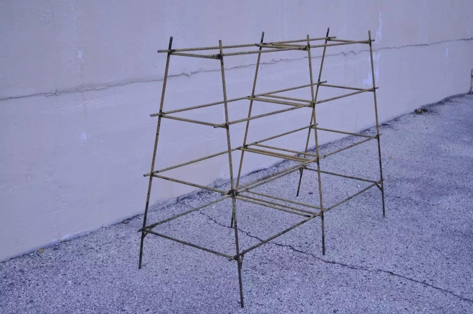 Vintage Industrial Modern Iron Rebar Rusty Yellow Shelf Display ...