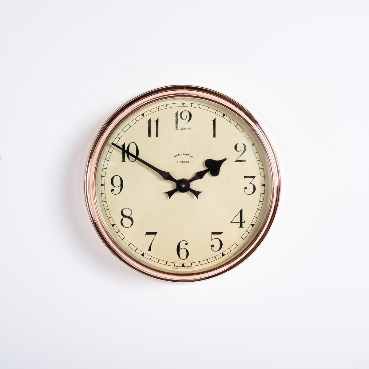 Vintage Industrial Polished Copper Case Wall Clock By Synchronome For ...