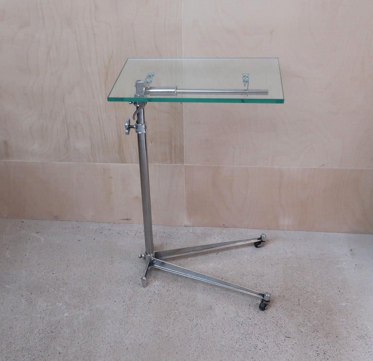 Vintage Industrial Polished Metal Adjustable Side Table, English, 1940s ...