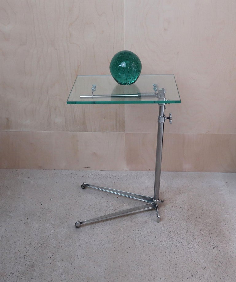 Vintage Industrial Polished Metal Adjustable Side Table, English, 1940s ...