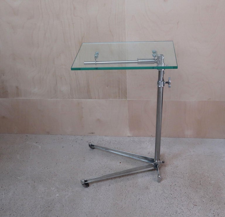 Vintage Industrial Polished Metal Adjustable Side Table, English, 1940s ...