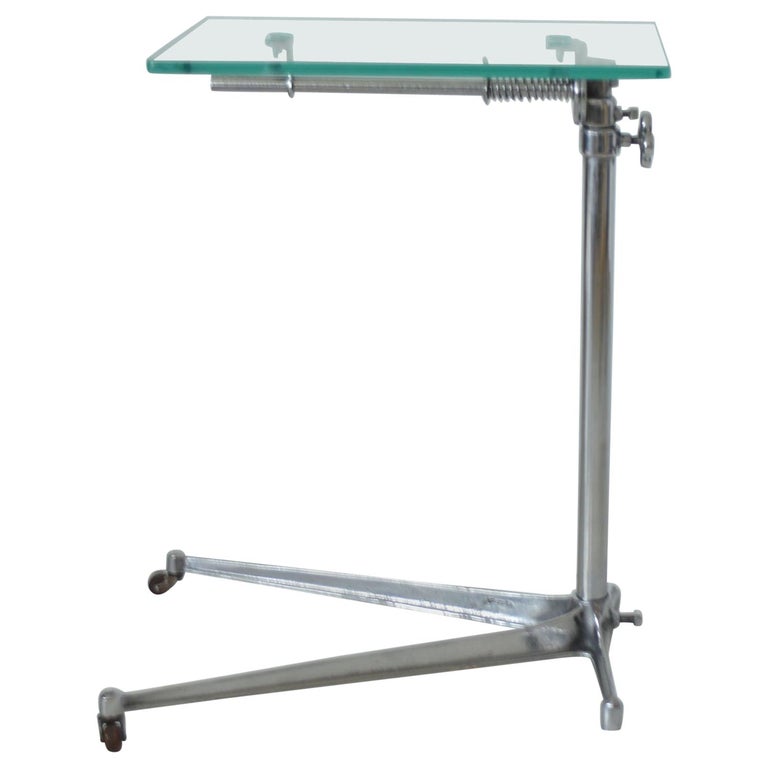 Vintage Industrial Polished Metal Adjustable Side Table, English, 1940s ...