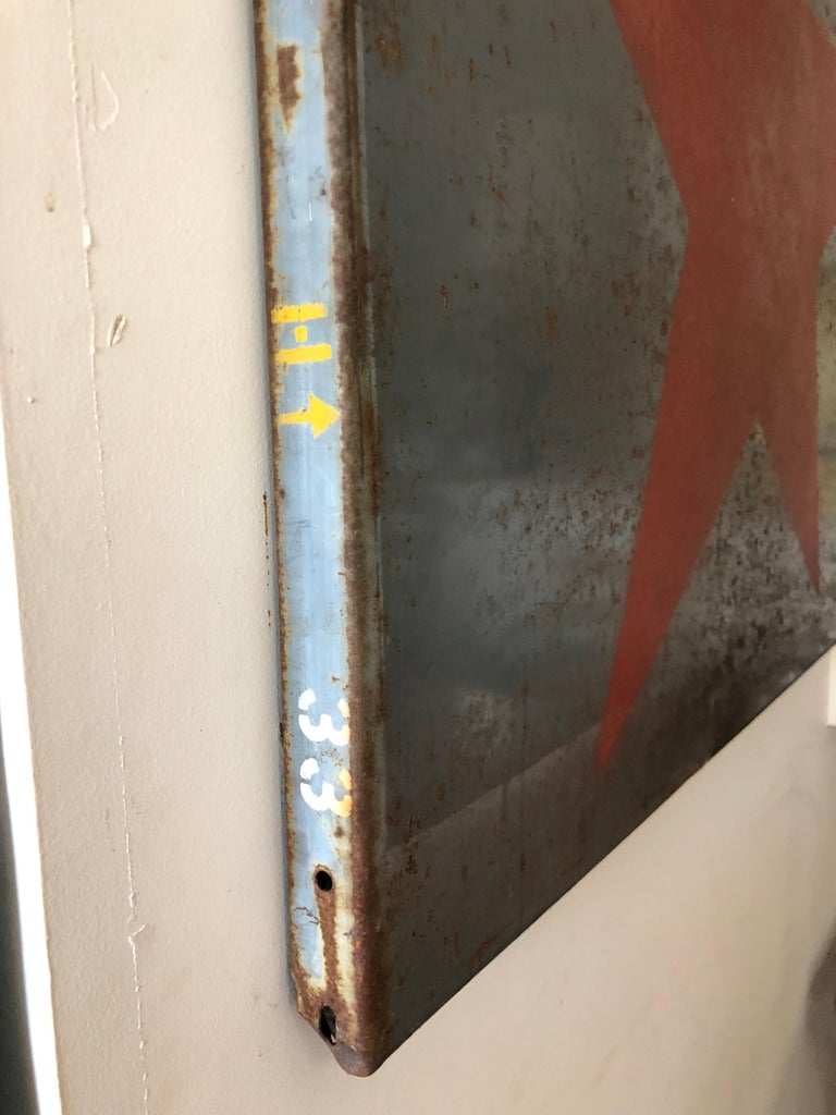 Vintage Industrial Red Star Metal Steel Wall Art Sign Panel For Sale at ...