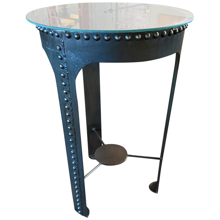 Vintage Industrial Riveted Tank Table #1 at 1stDibs