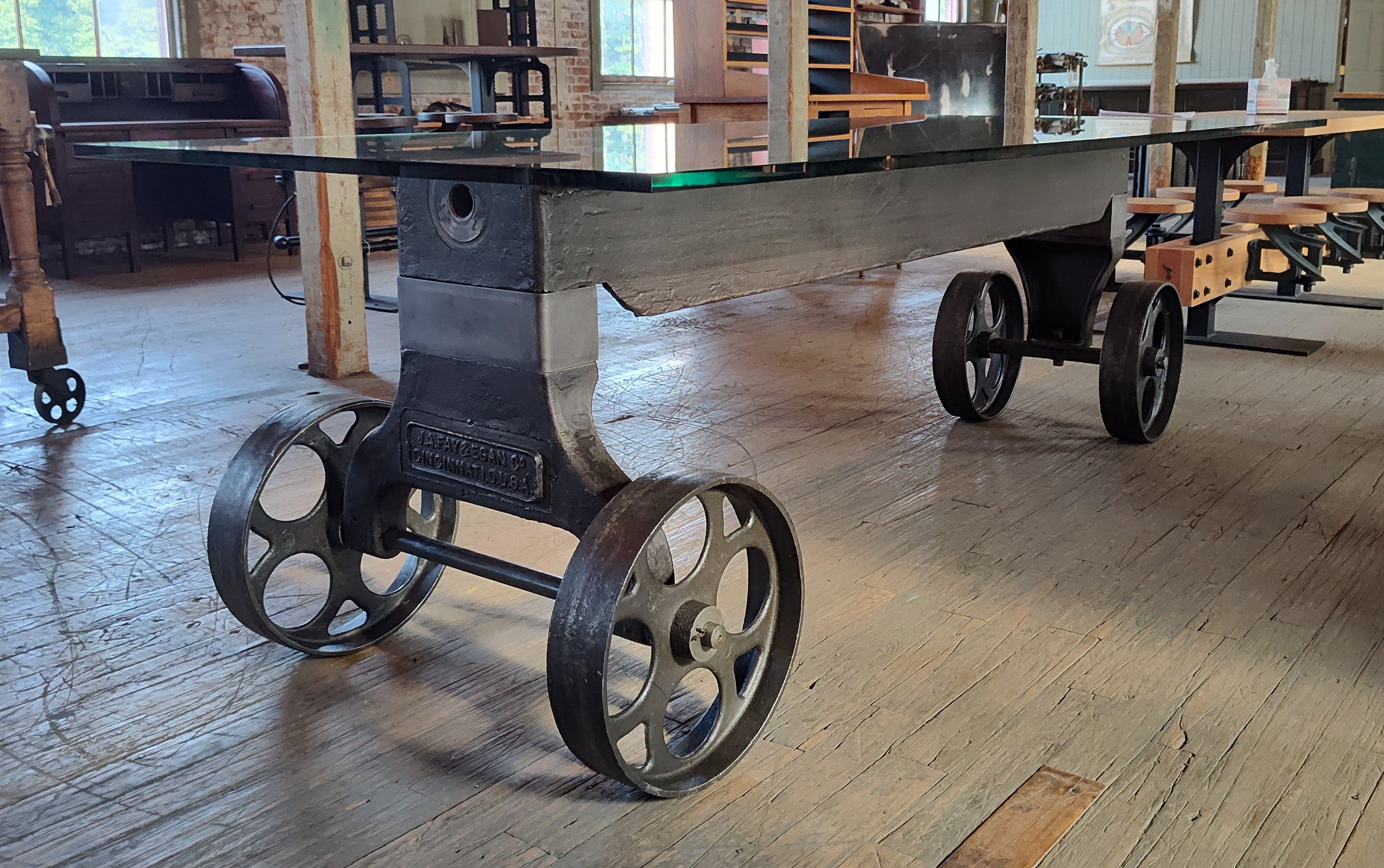 Vintage Industrial Rolling Dining / Conference Table Base For Sale at ...