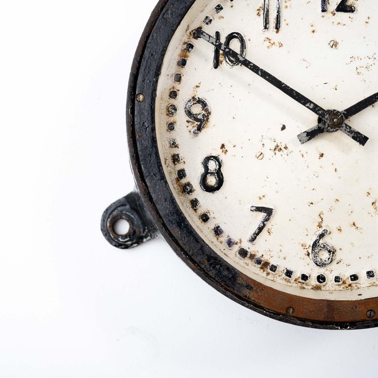 Vintage Industrial Small Cast Iron Wall Clock by Smiths For Sale at 1stDibs