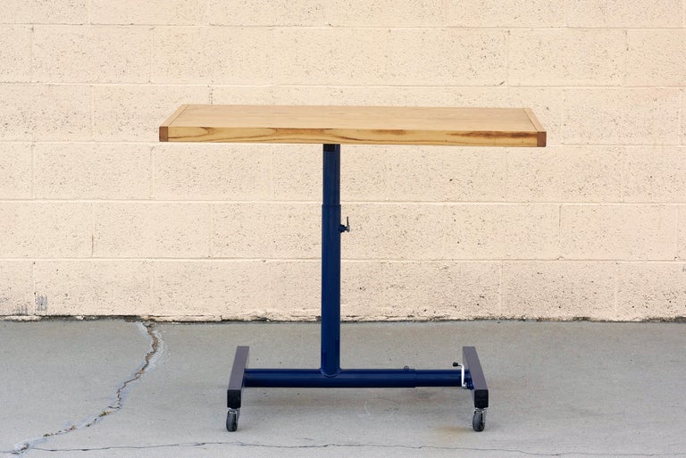 Vintage Industrial Standing Desk, Refinished in Midnight Blue at 1stDibs