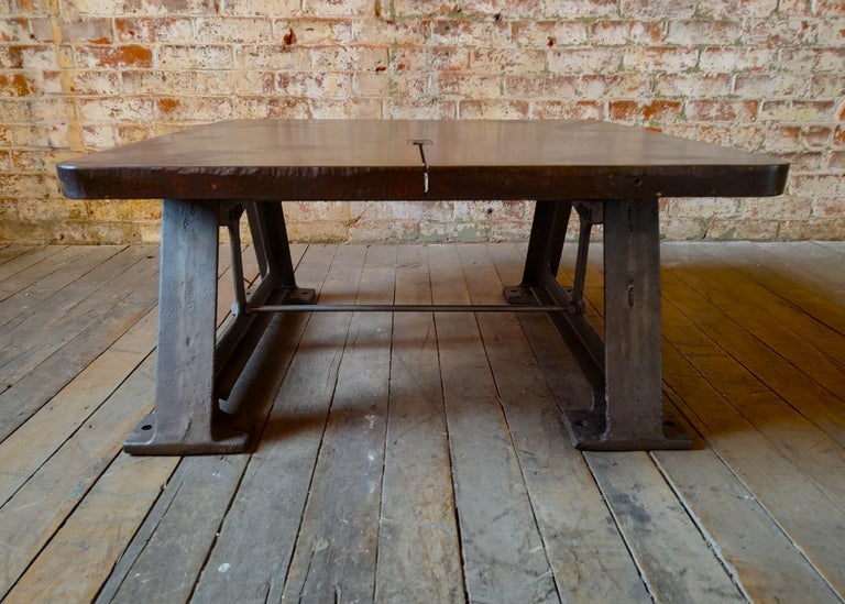 Vintage Industrial Steel Coffee Table For Sale at 1stDibs