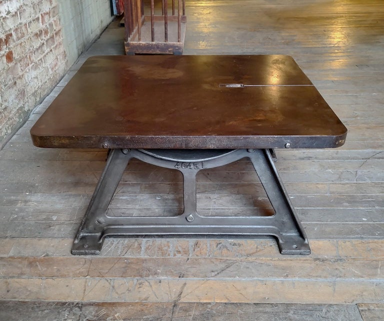 Vintage Industrial Steel Coffee Table For Sale at 1stDibs