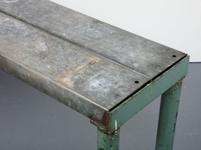 Vintage Industrial Steel Console Table For Sale at 1stDibs