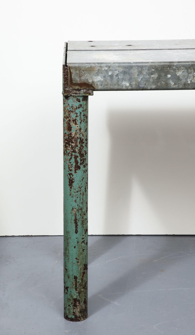 Vintage Industrial Steel Console Table For Sale at 1stDibs
