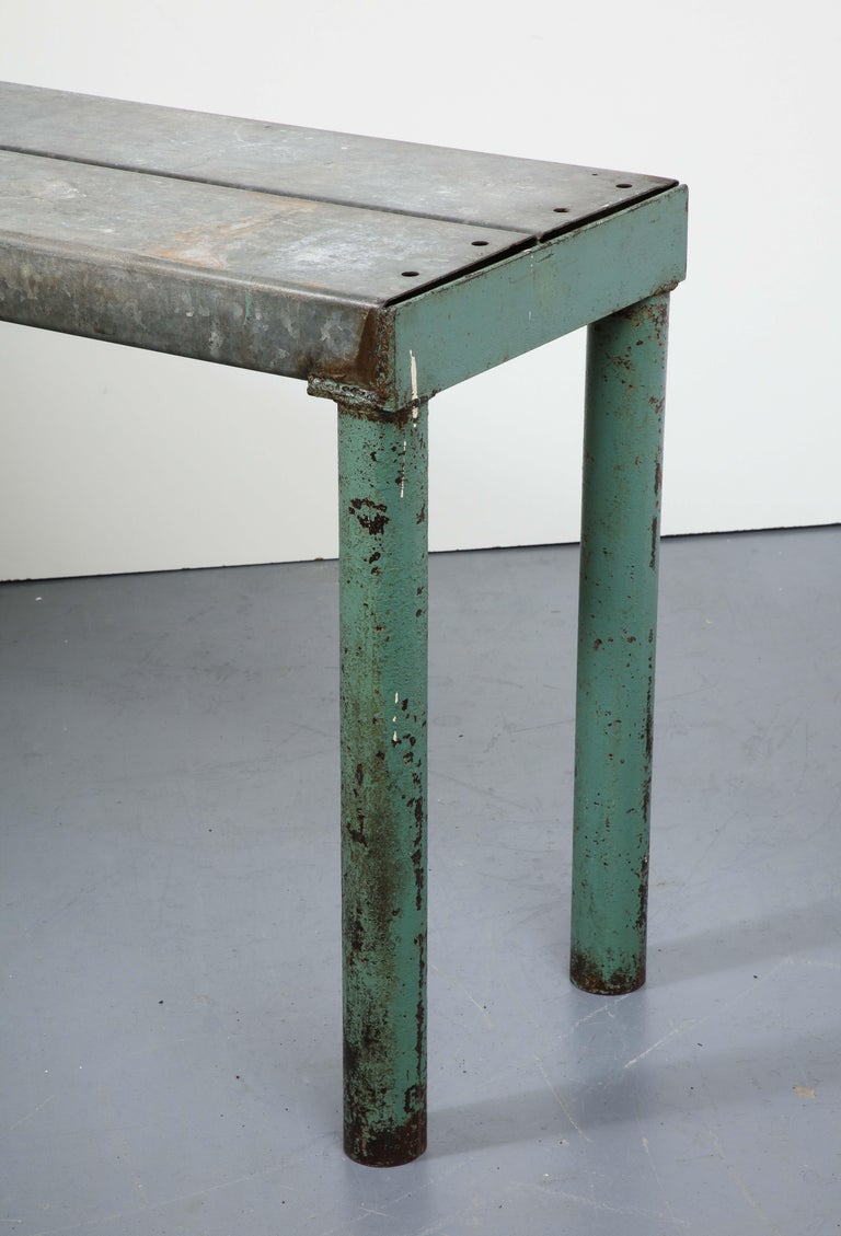 Vintage Industrial Steel Console Table For Sale at 1stDibs