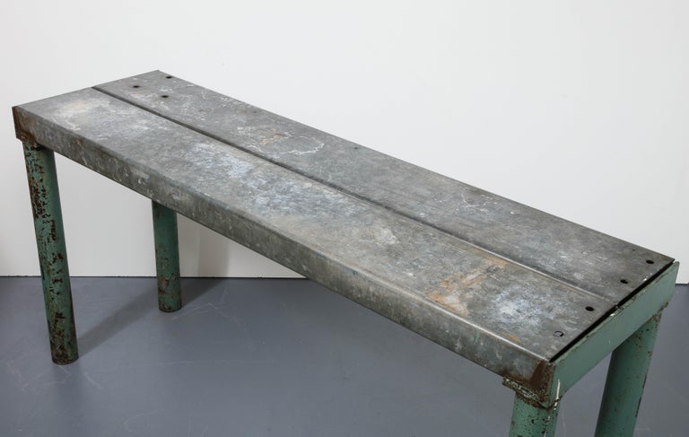Vintage Industrial Steel Console Table For Sale at 1stDibs