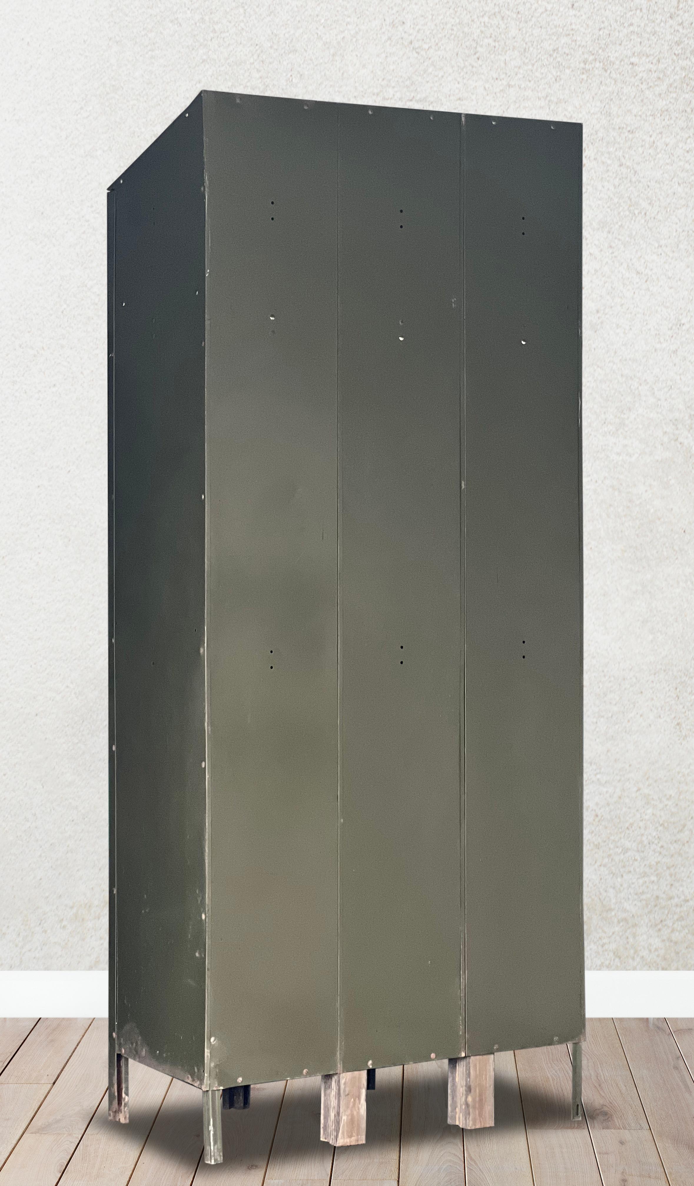 Vintage Industrial Steel Three Door Locker with Shelves and Slope Top ...