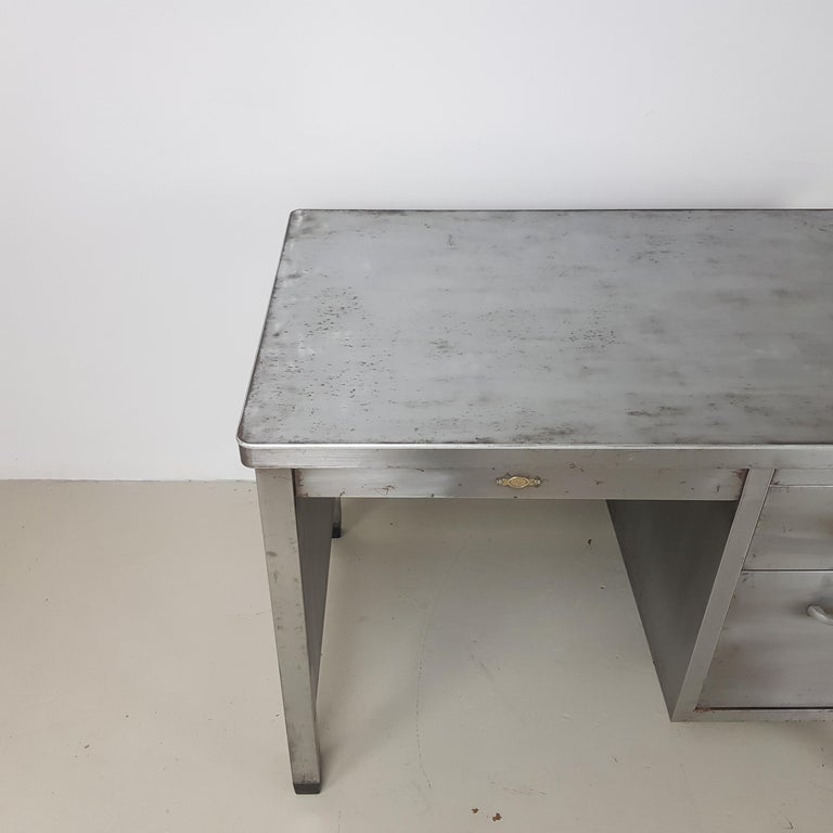 Vintage Industrial Stripped and Polished Steel Desk Made by Art Metal ...