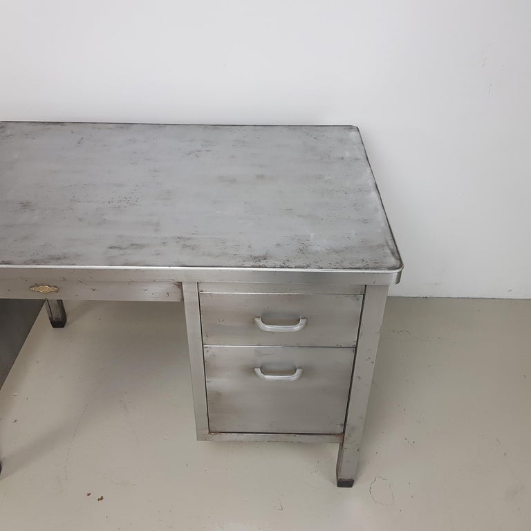 Vintage Industrial Stripped and Polished Steel Desk Made by Art Metal ...