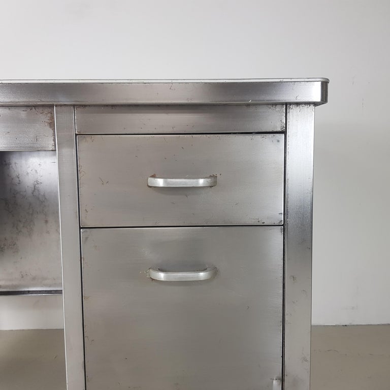 Vintage Industrial Stripped and Polished Steel Desk Made by Art Metal ...